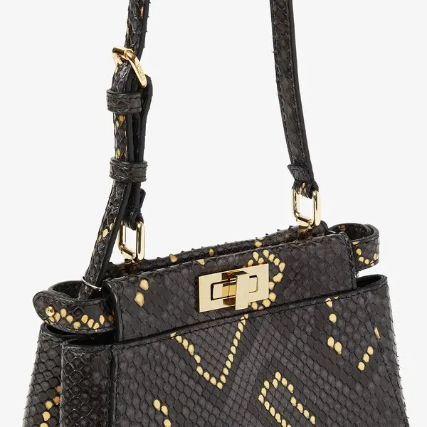 Fendi My Peekaboo® Xs Hand-painted Black Python Bag